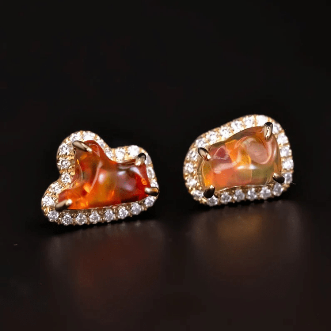Exclusive Fire Opal Pendant – 18K Pure Gold and Tsavorite Garnet